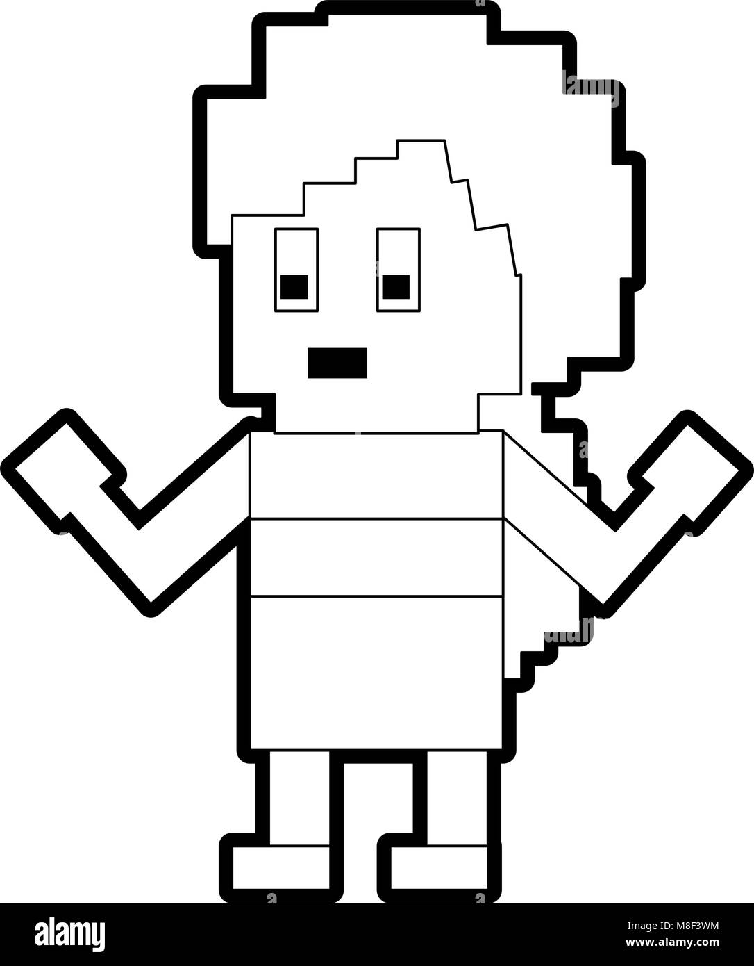 Pixelated woman character vector illustration graphic design Stock ...