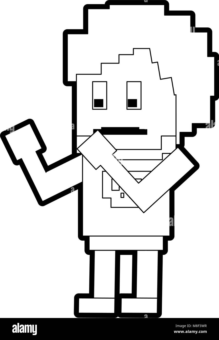 Pixelated fighter man character vector illustration graphic design ...