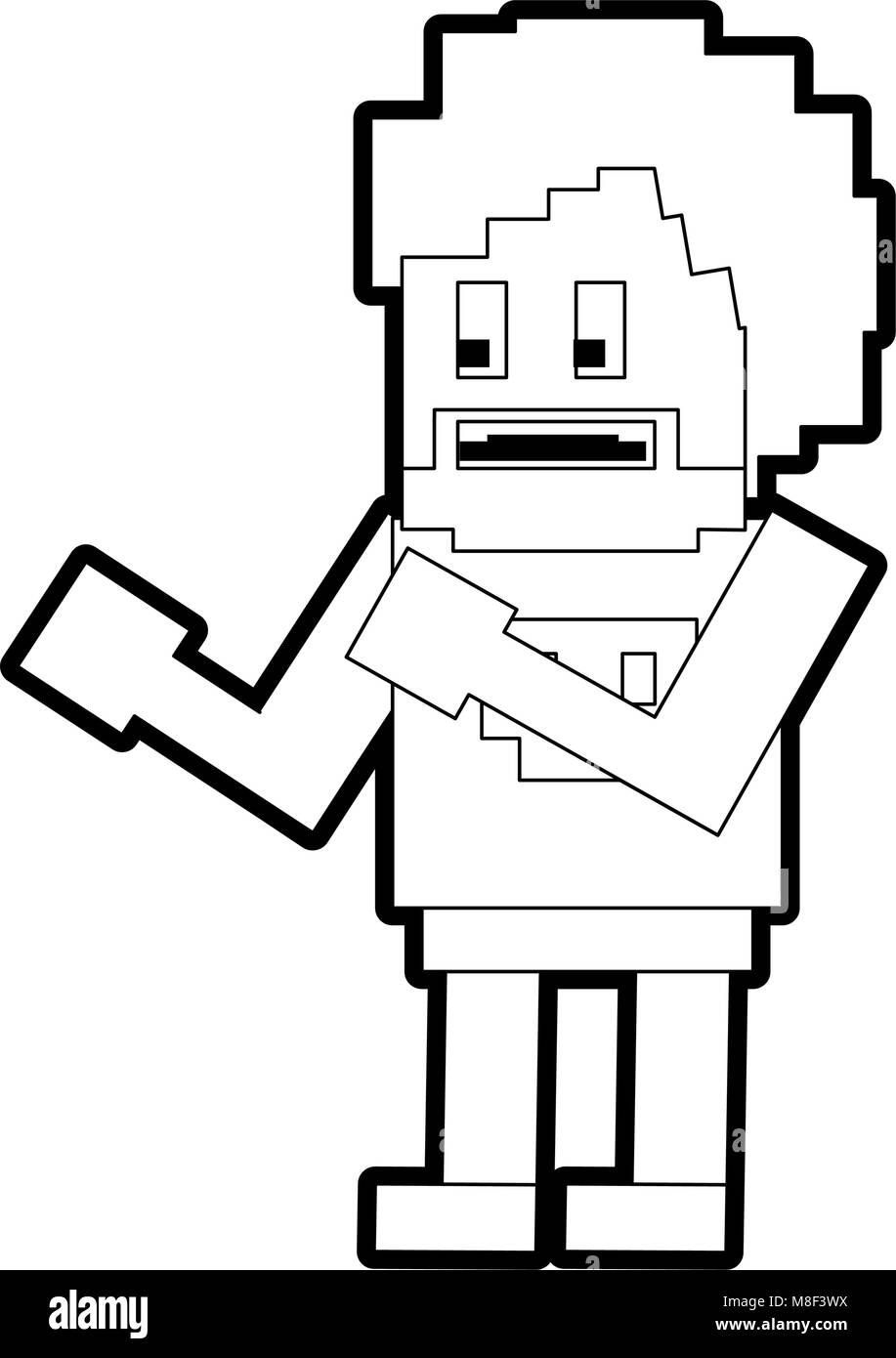 Pixelated fighter man character vector illustration graphic design ...