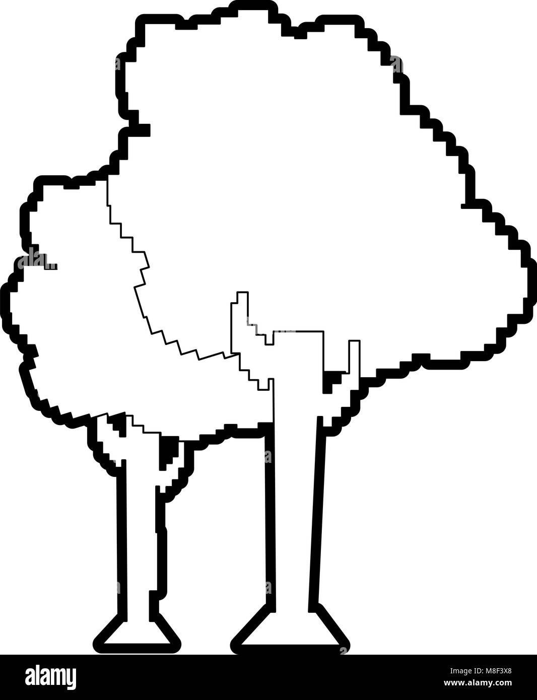 Pixelated trees isolated vector illustration graphic design Stock ...