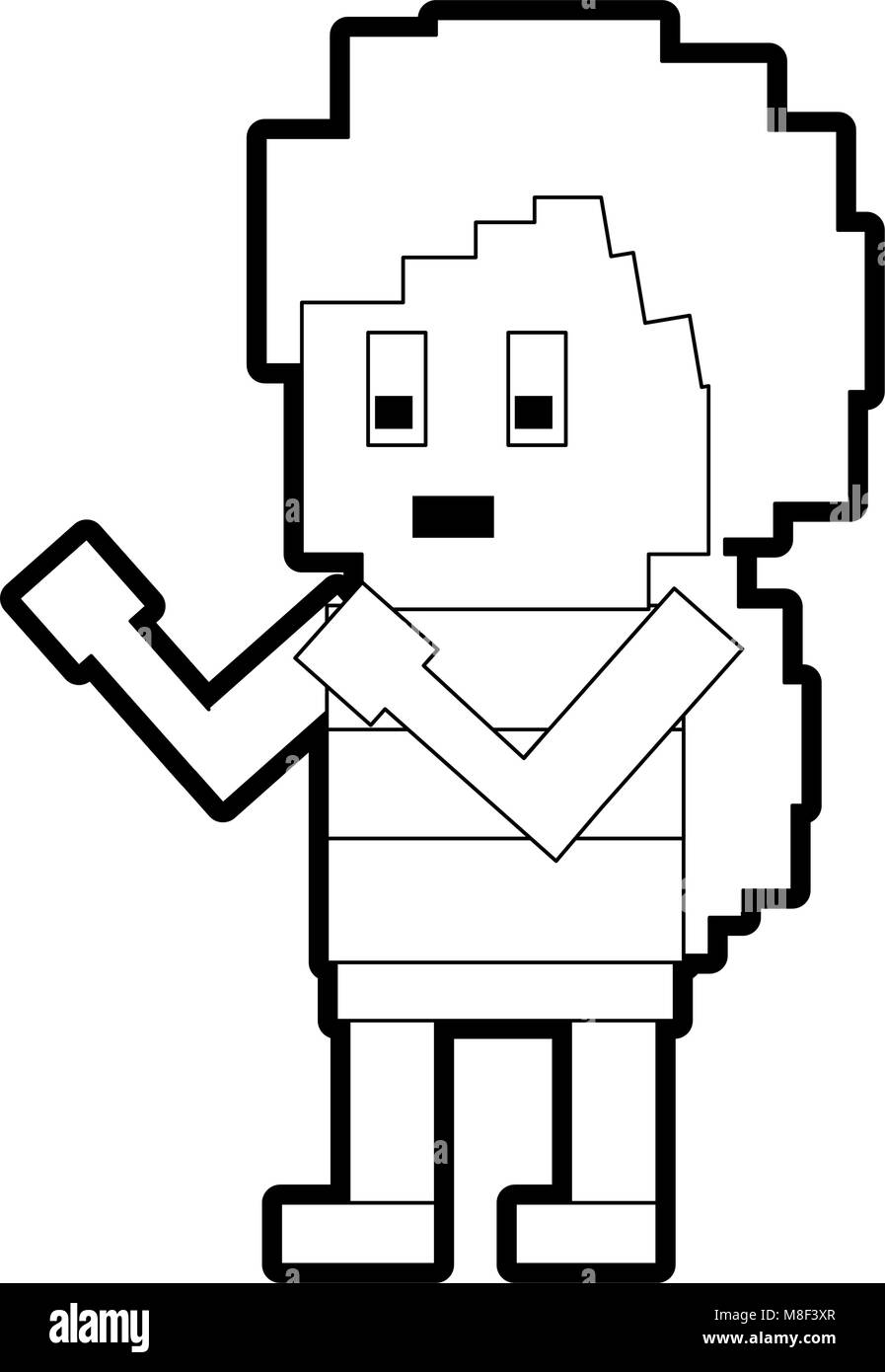Pixelated woman character vector illustration graphic design Stock ...