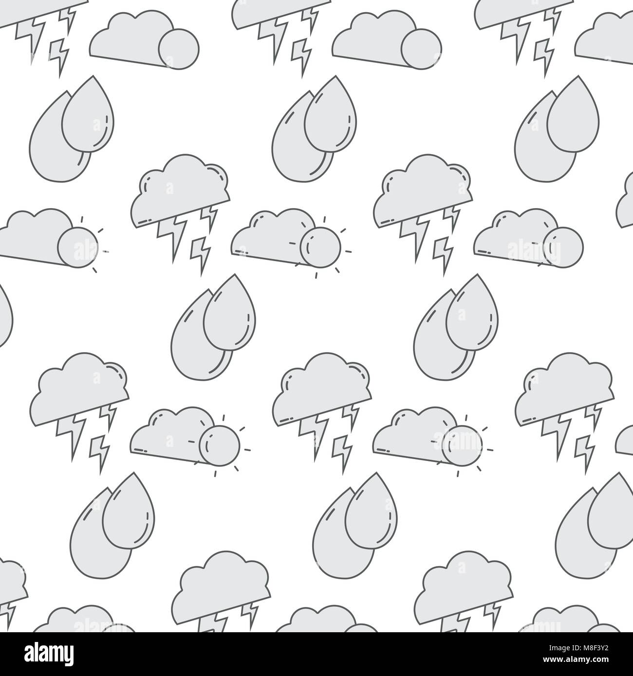 line cloud with rays and water drops background Stock Vector Image ...