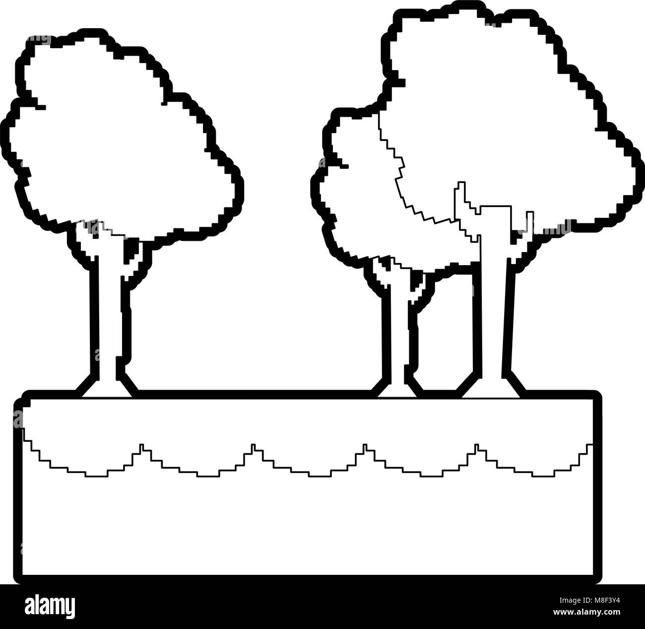 Pixelated trees isolated vector illustration graphic design Stock ...