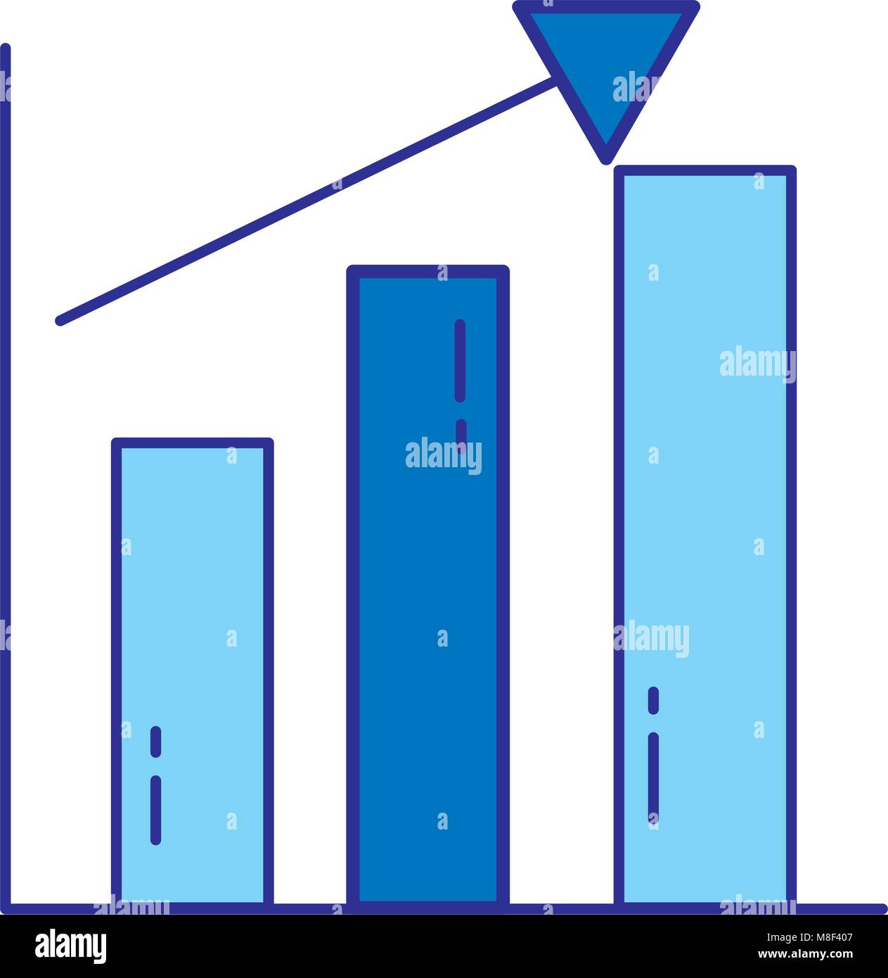 duo color statistics bar diagram with growing arrow Stock Vector Image ...
