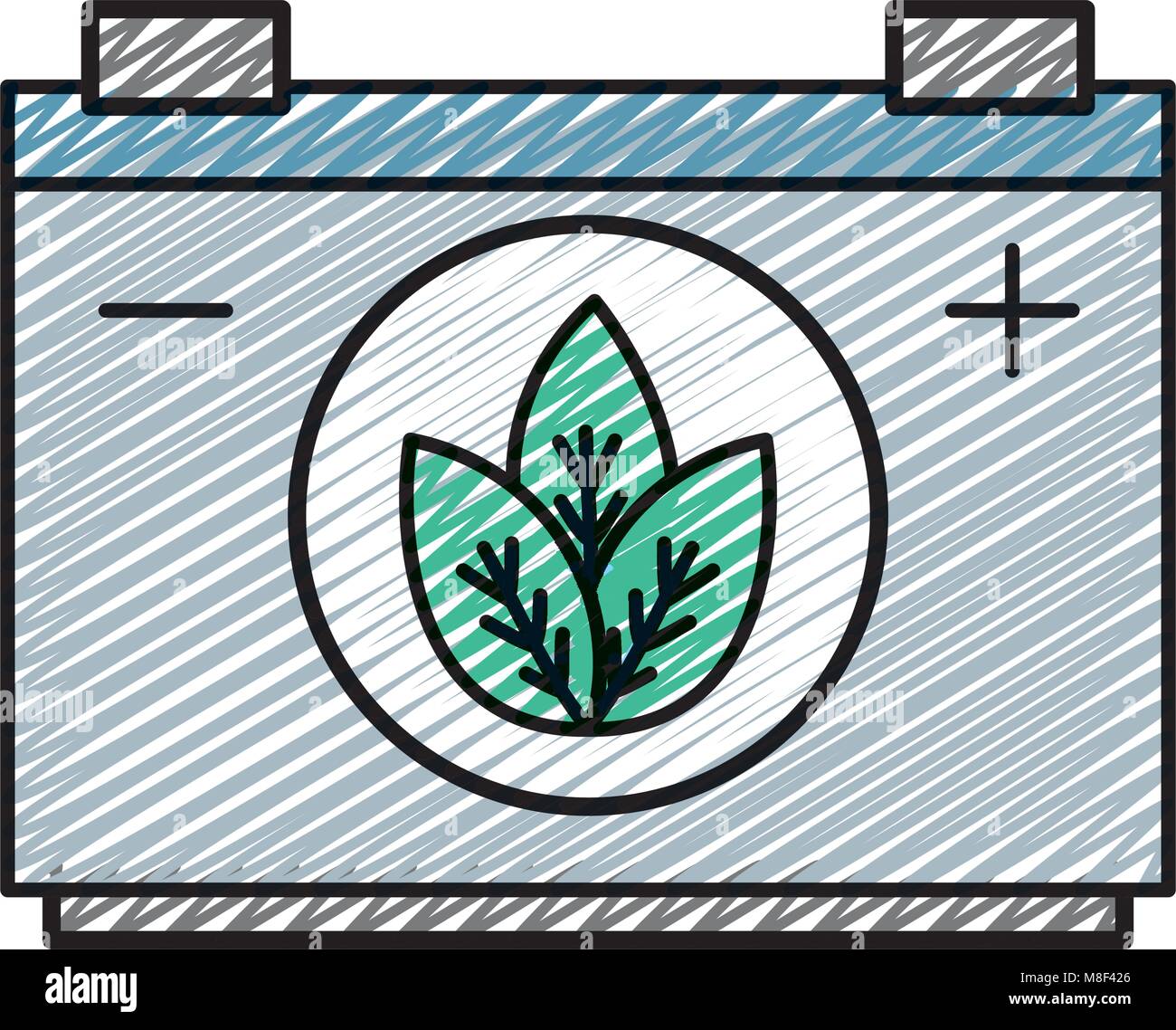doodle energy electricity with leaves to environment care Stock Vector ...