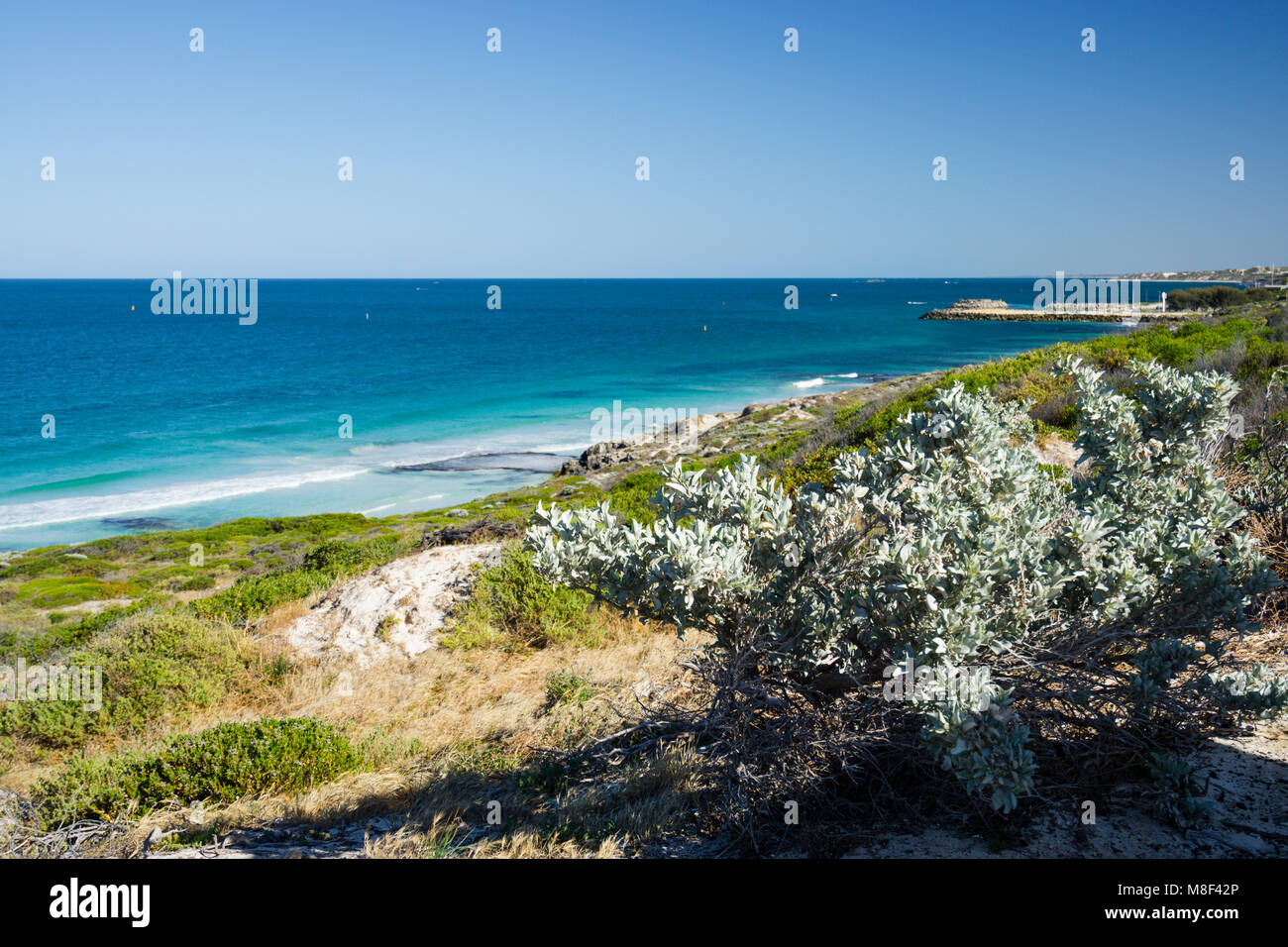 Coastal dunes and ocean views from Mullaloo Beach north of Perth ...