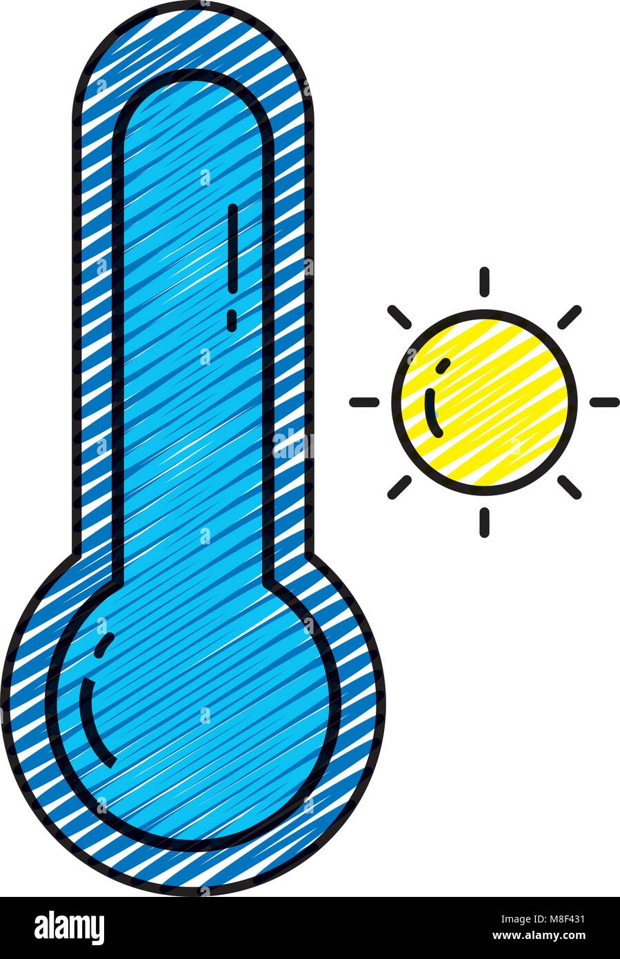 doodle sun with thermometer and hot weather symbol Stock Vector Image ...