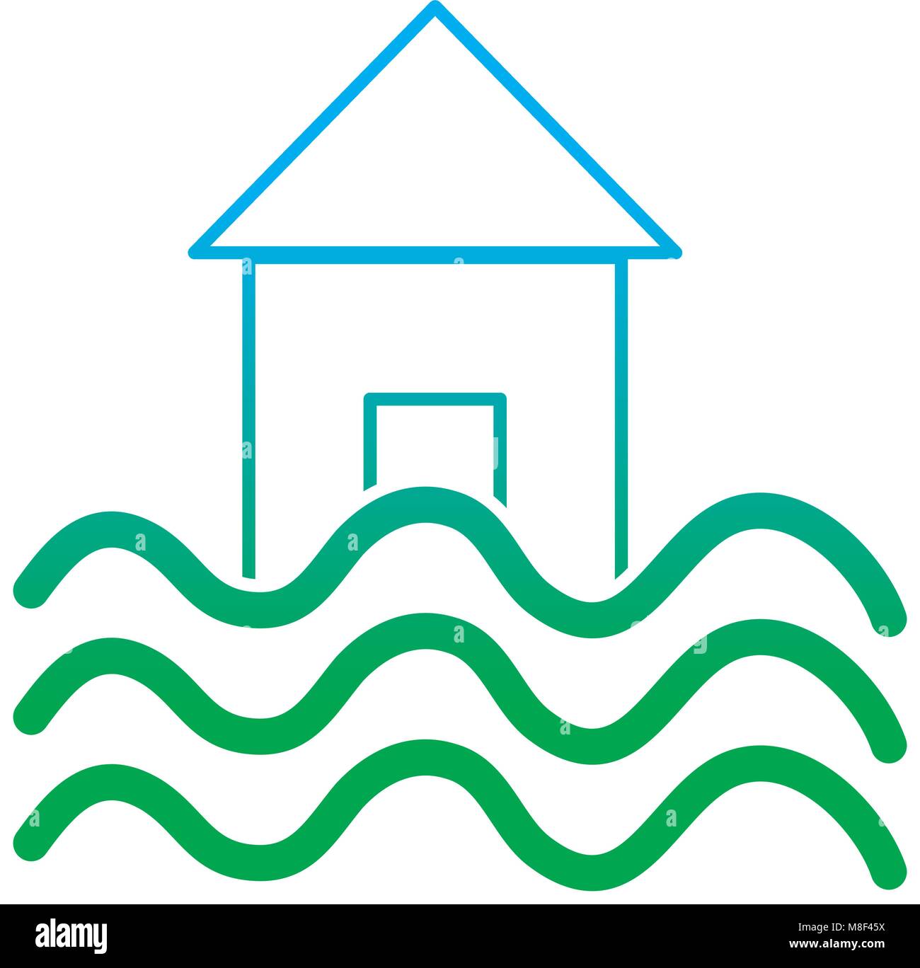 degraded line house with water flood natural demage Stock Vector Image ...