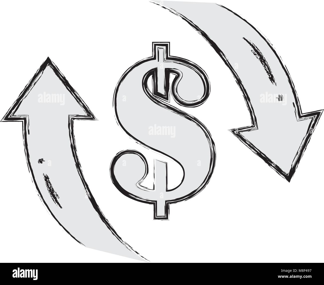 grunge money dollar symbol with arrows cycle Stock Vector Image & Art ...