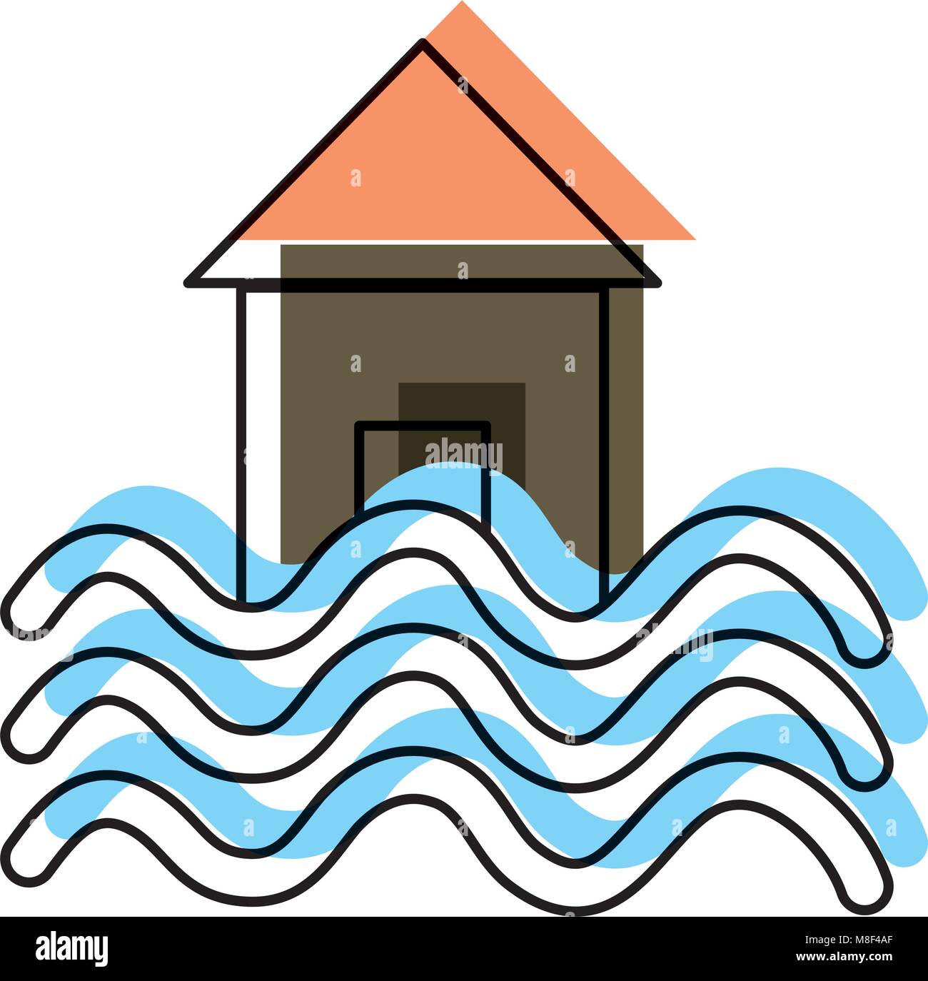 moved color house with water flood natural demage Stock Vector Image ...