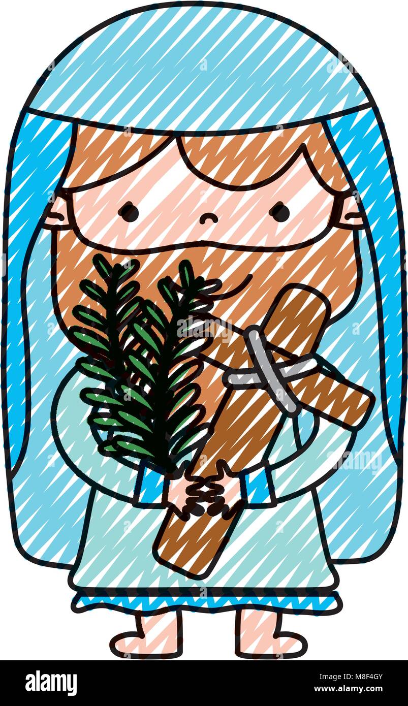 doodle jesus christ with palms leaves and bread Stock Vector Image ...