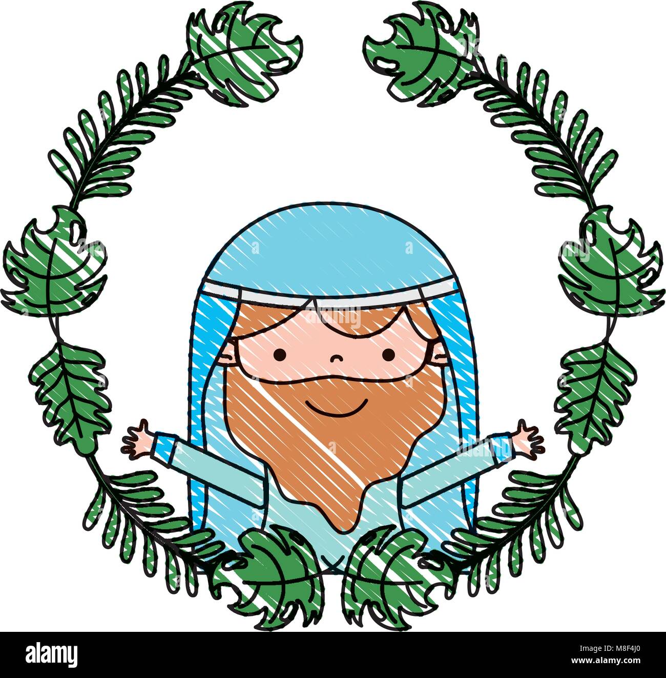 doodle jesus christ with palms leaves branches Stock Vector Image & Art ...