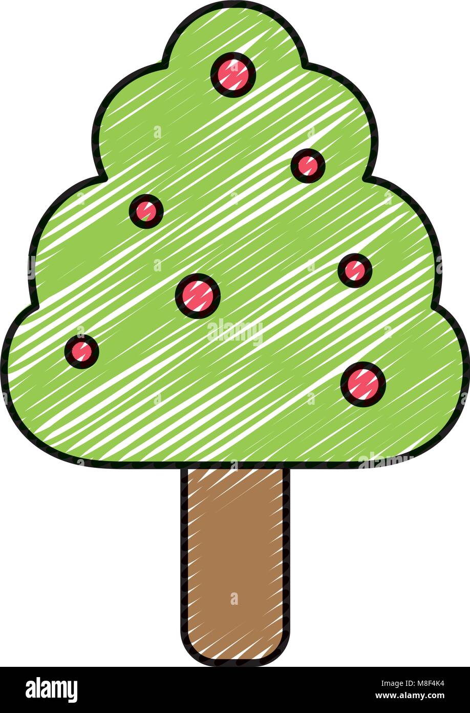 doodle nature tree with organic apples fruits Stock Vector Image & Art ...