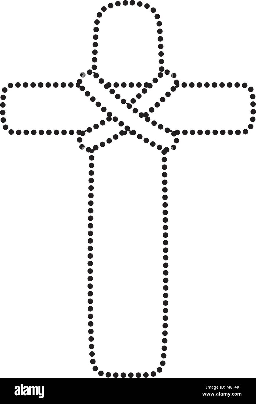 dotted shape catholic cross religion resurrection mercy Stock Vector ...