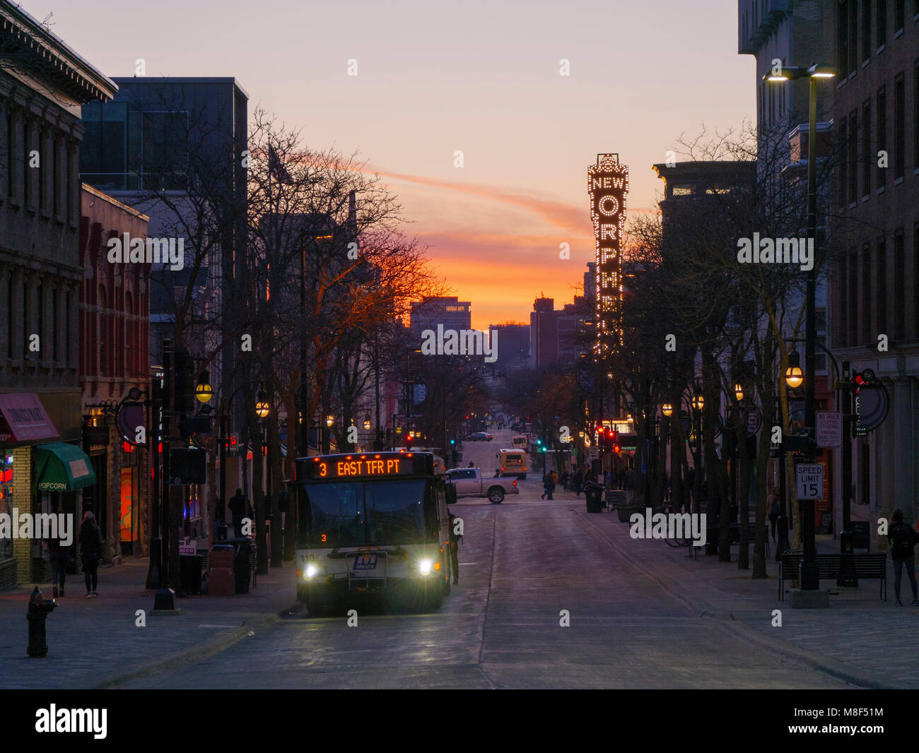 State Street at twilight. Madison, Wisconsin Stock Photo - Alamy