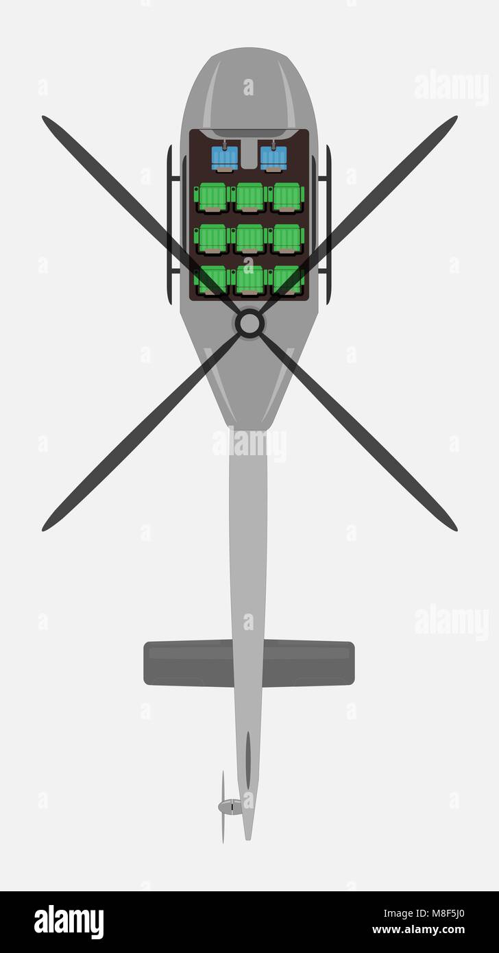 Top View Show Seat Map of Passenger Helicopter Vector and Illustration ...
