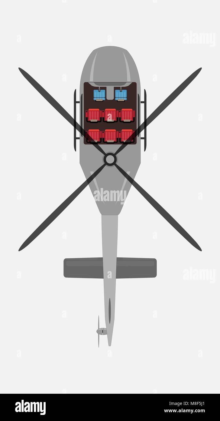 Top View Show Seat Map of Passenger Helicopter Vector and Illustration ...