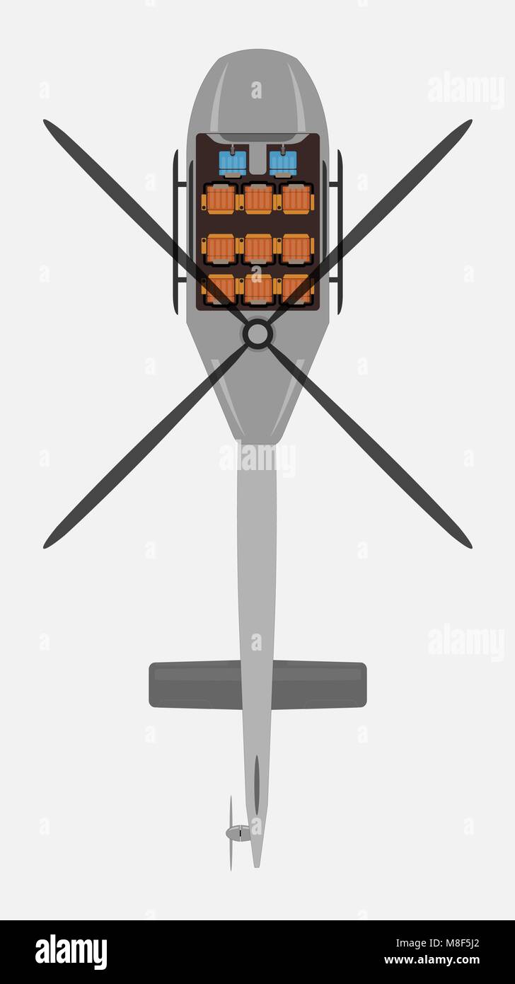 Top View Show Seat Map of Passenger Helicopter Vector and Illustration ...