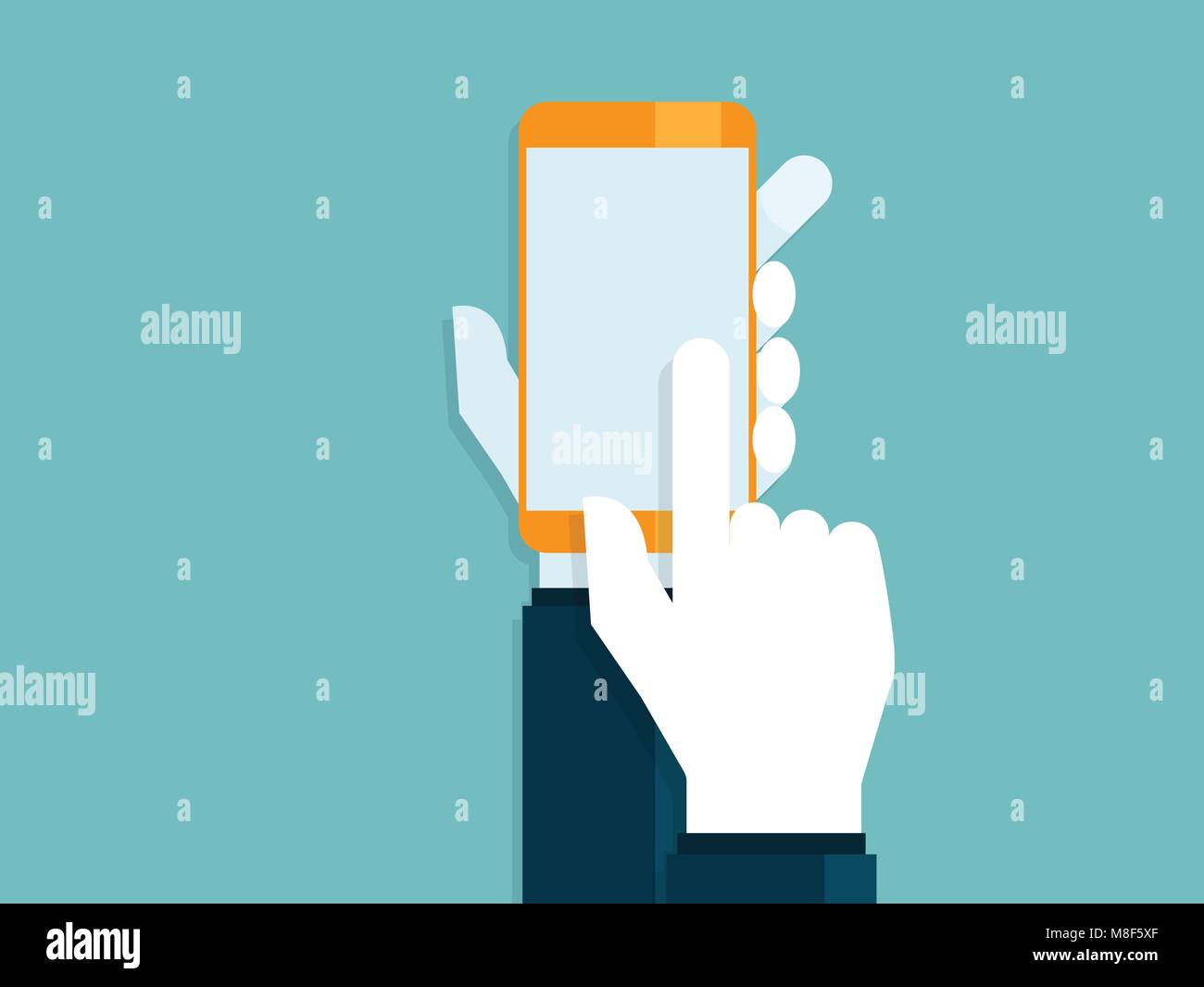 illustration of human hands with touching smartphone Stock Vector Image ...
