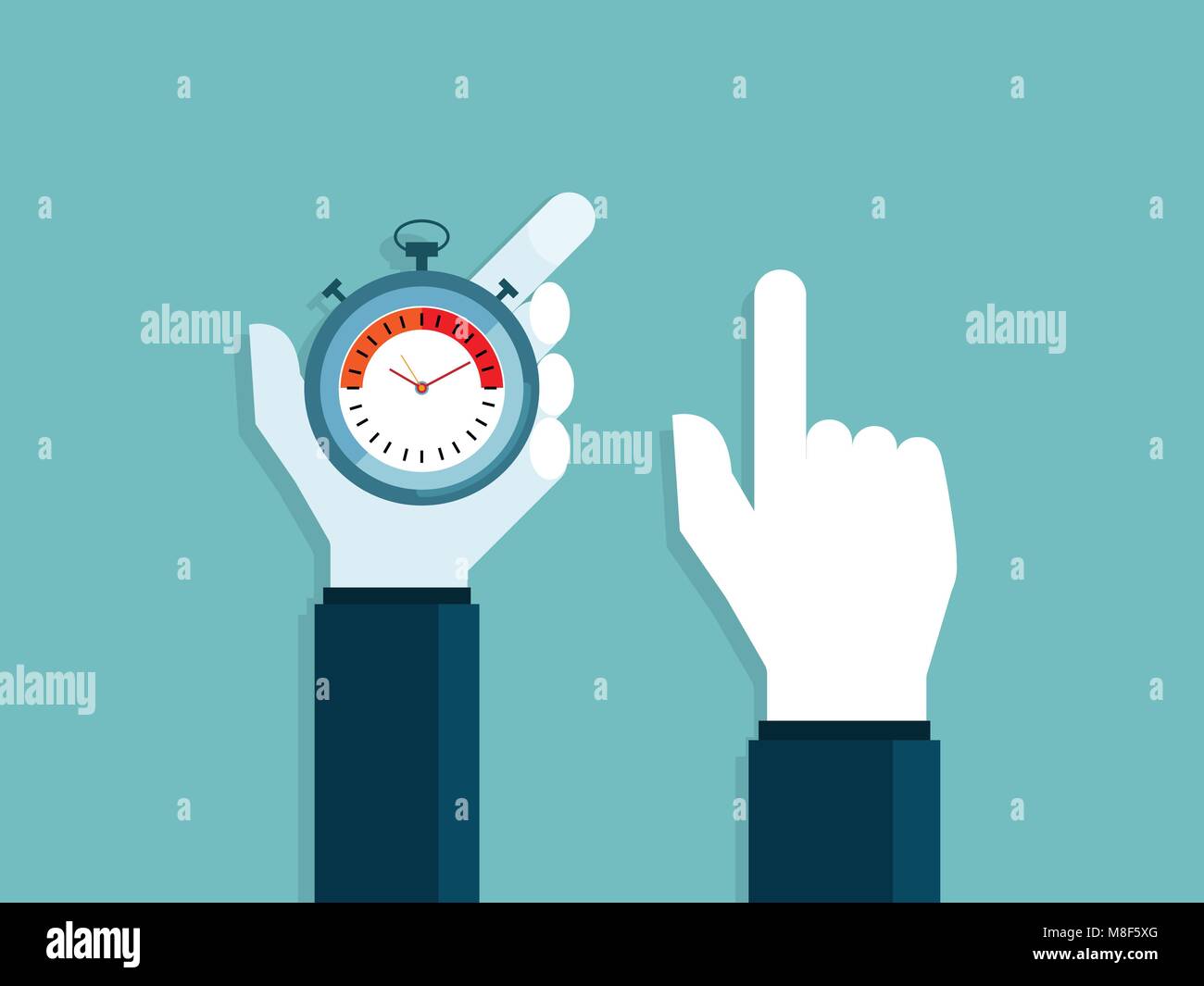 illustration of human hands holding stopwatch and pointing time ...
