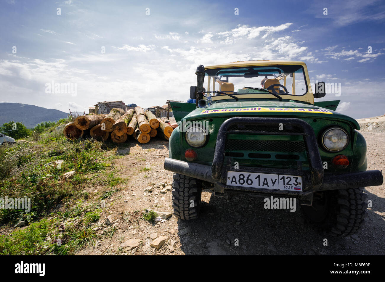 Soviet and Russian suv UAZ in the mountains of the Caucasus Stock Photo ...