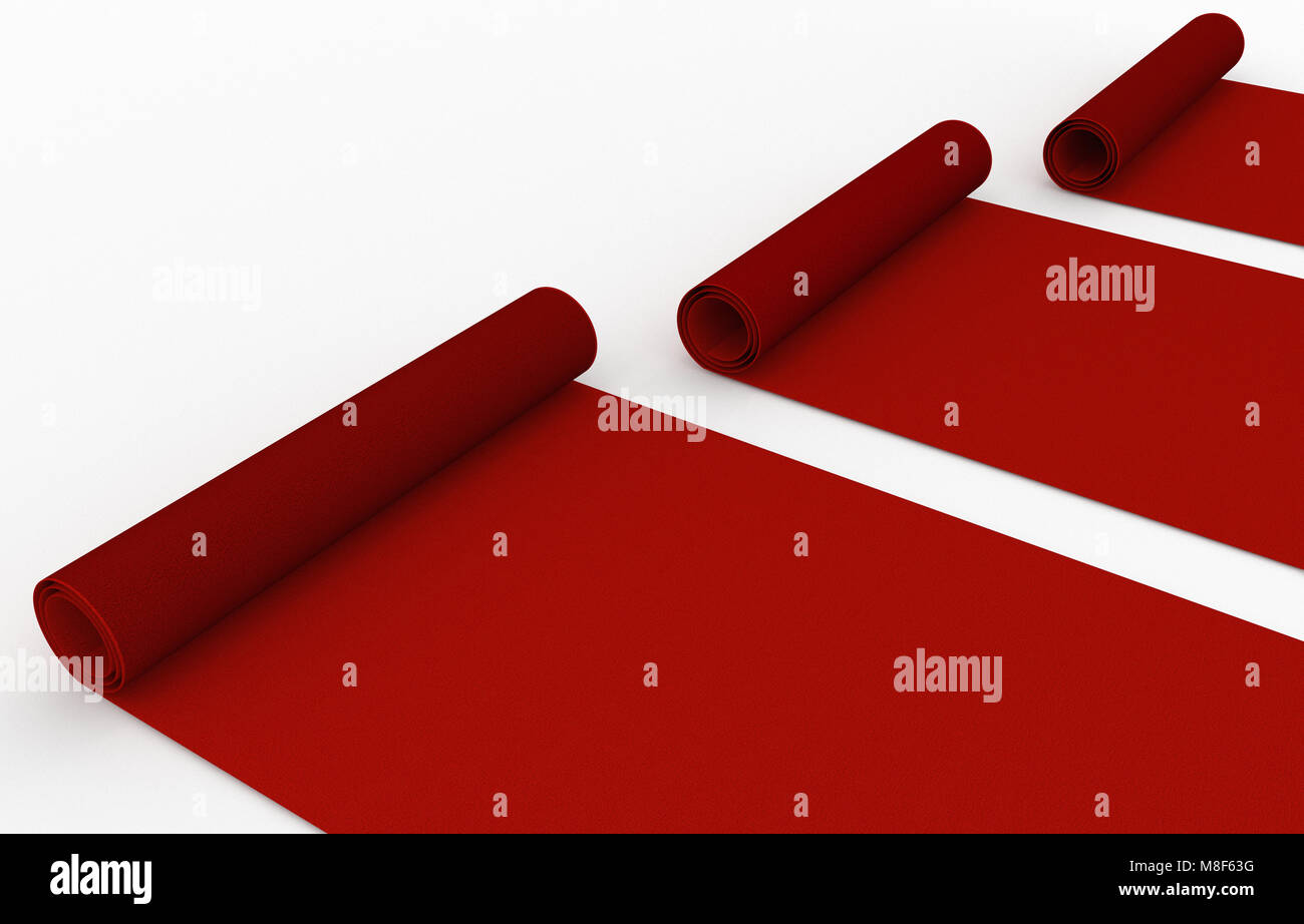 three red carpet roll Stock Photo - Alamy