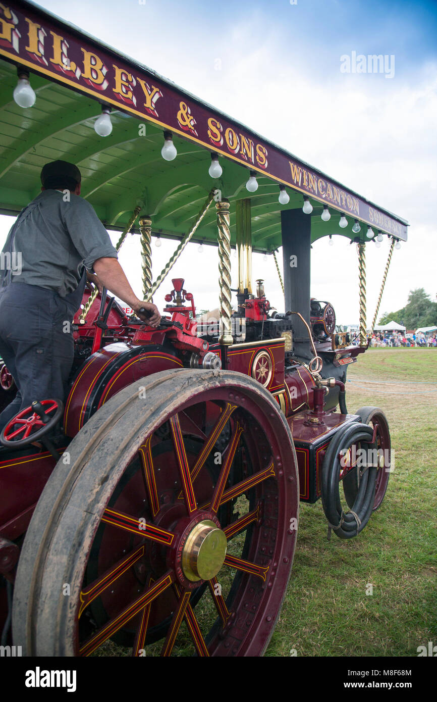 A restored showman's engine waits to enter the display ring at the 2017 ...