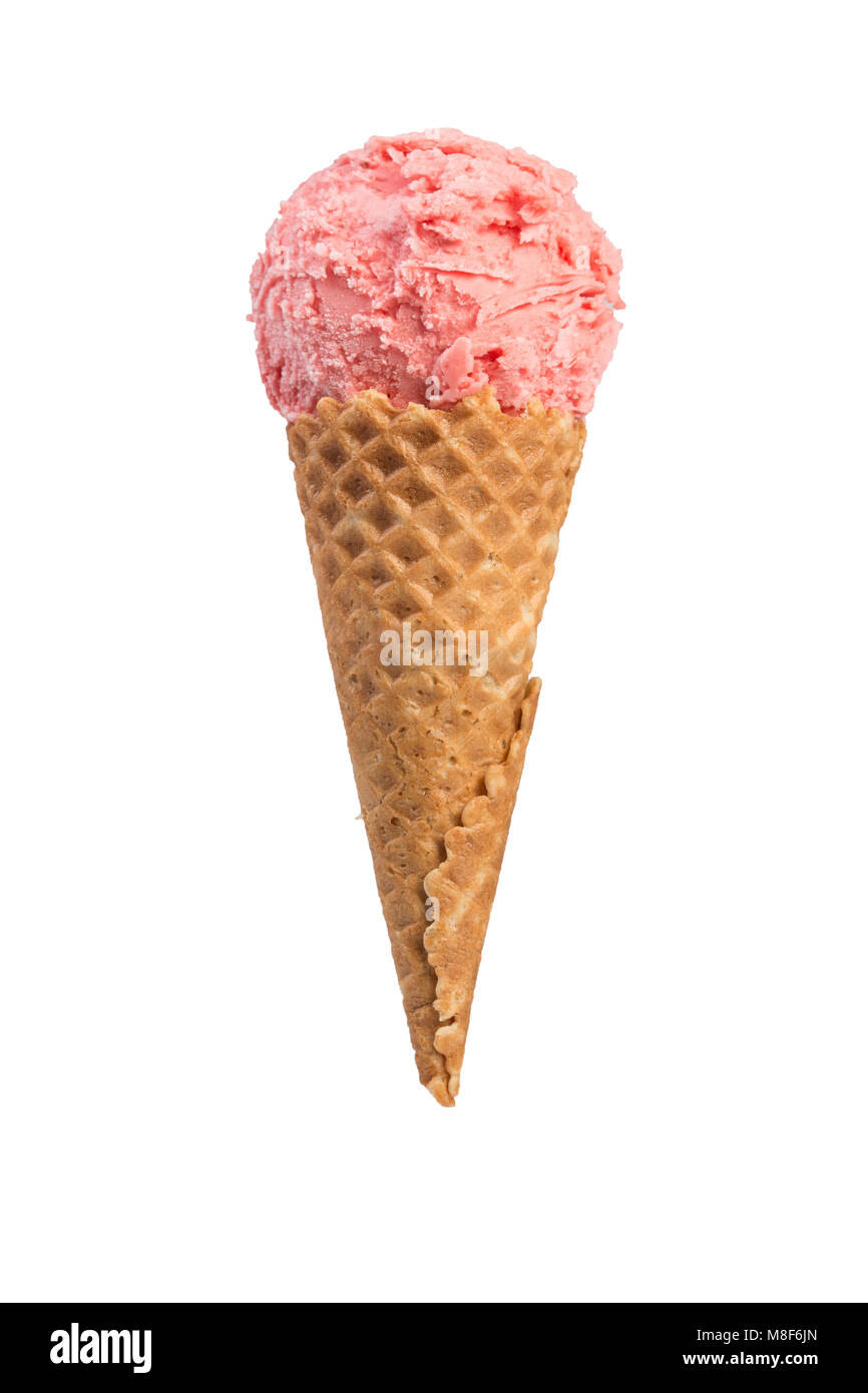 Strawberry ice-cream in cone Stock Photo - Alamy