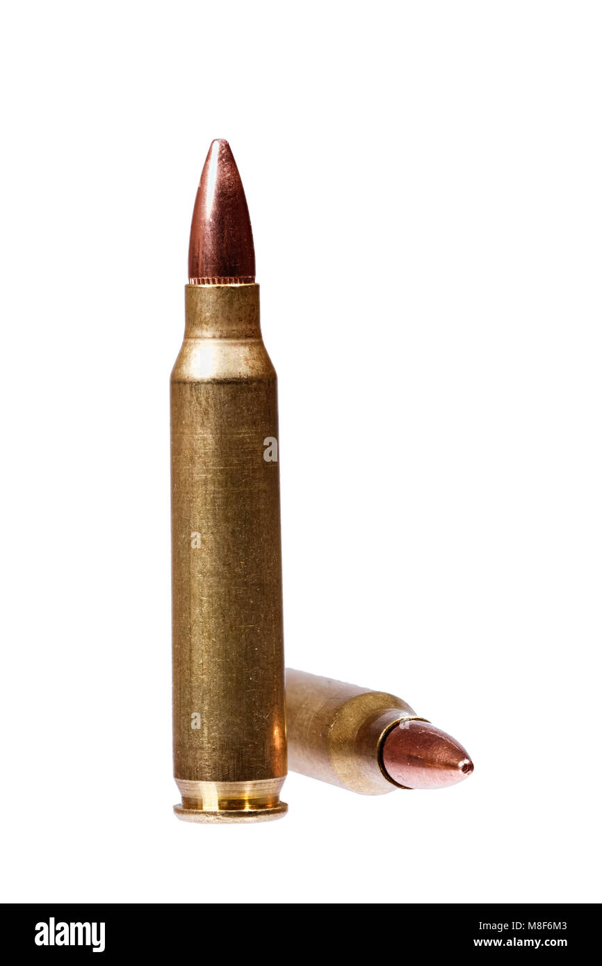 Two rifle bullets isolated on white Stock Photo - Alamy