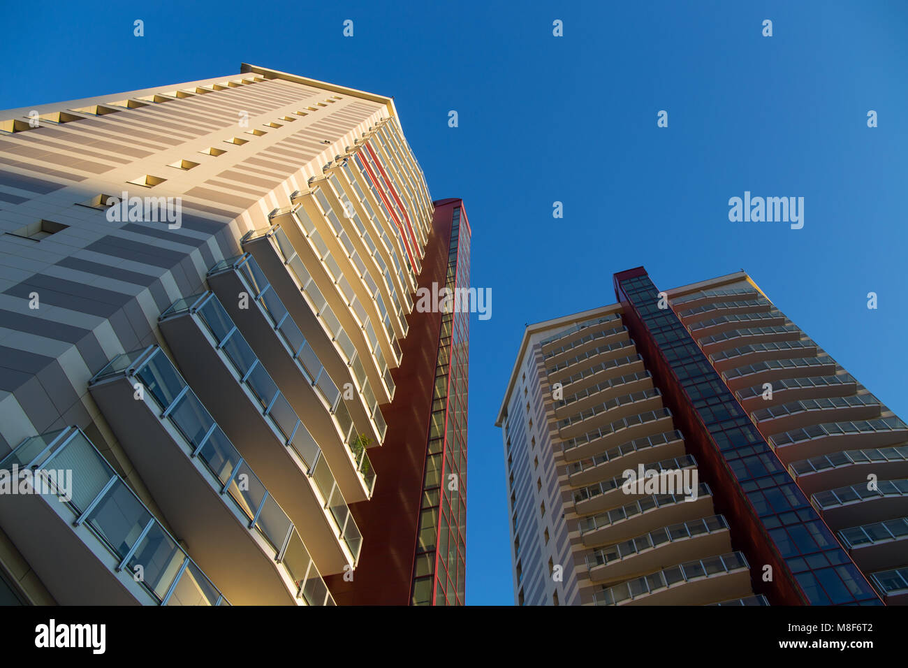 Modern city condo/ building / city/ people/ new/ high/ double/ Genoa ...