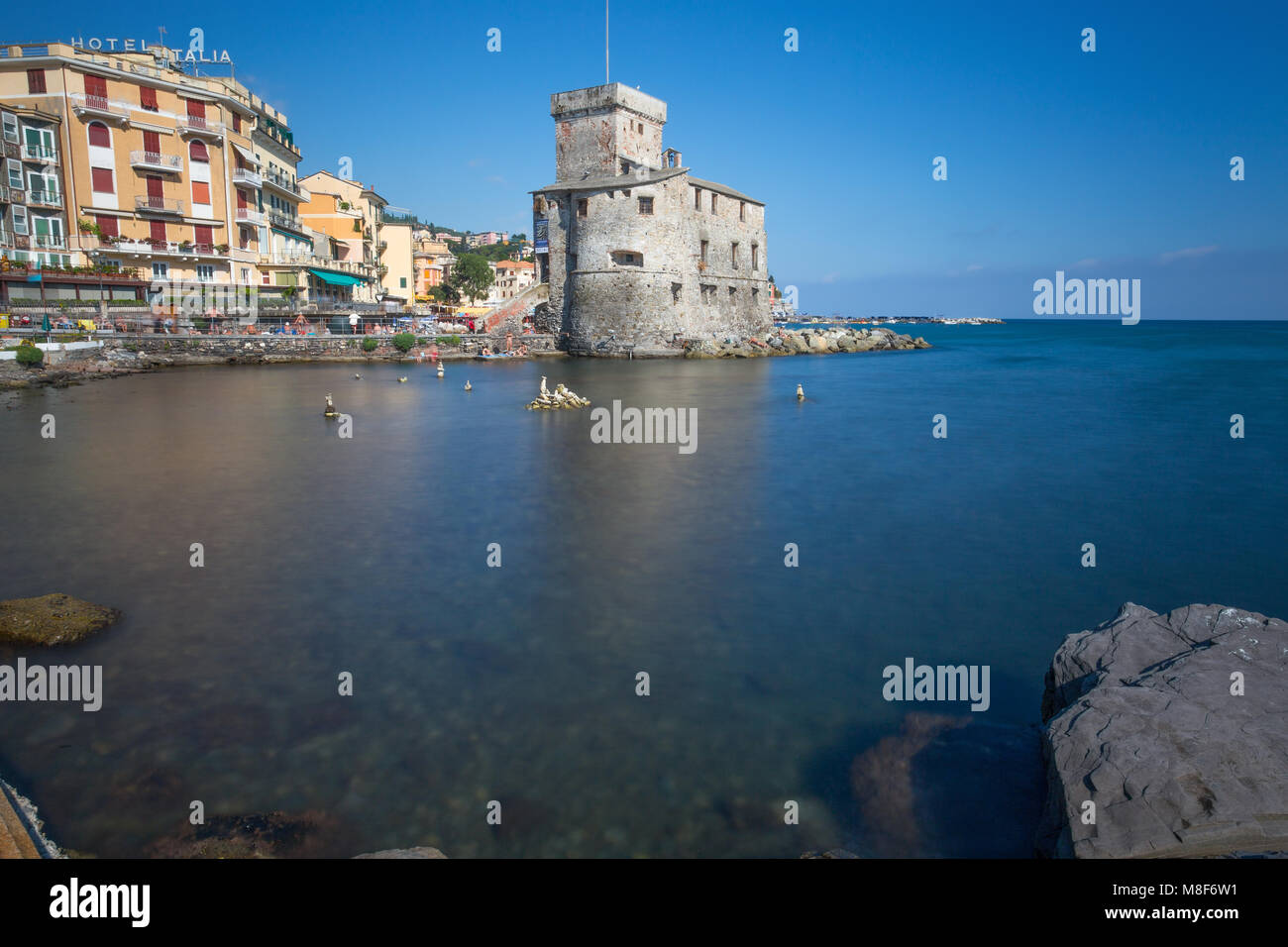 RAPALLO, ITALY, JULY, 12, 2017 - The ancient castle on the sea, Rapallo ...