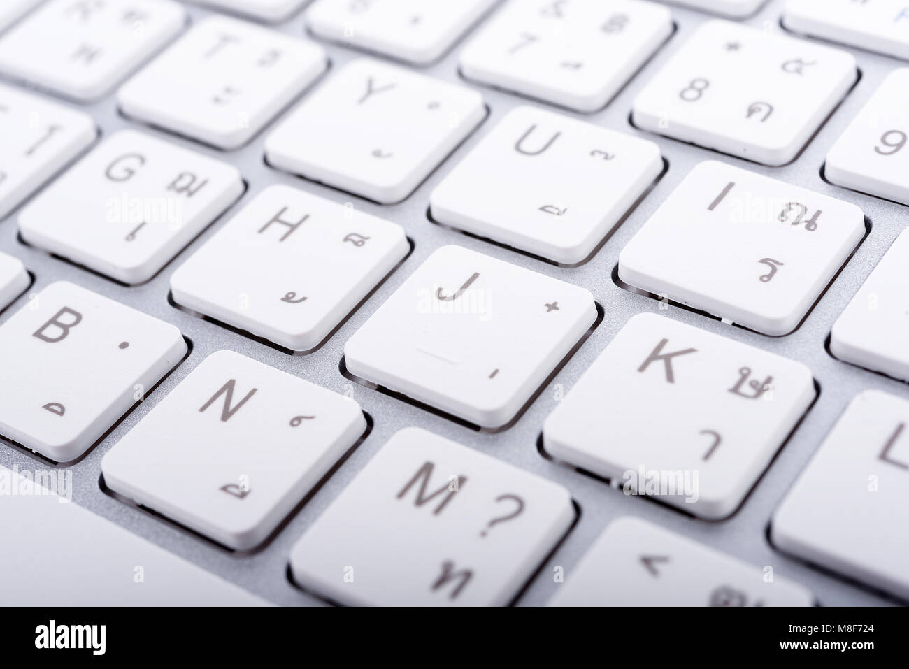 White wireless keyboard top view with keys Stock Photo - Alamy
