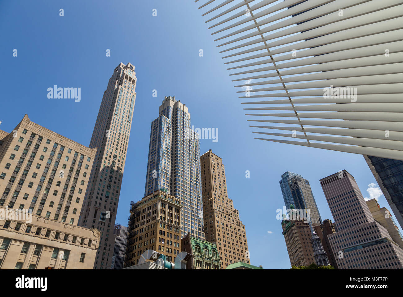 New York, NYC, USA- August 26, 2017: Street perspective buildings in ...