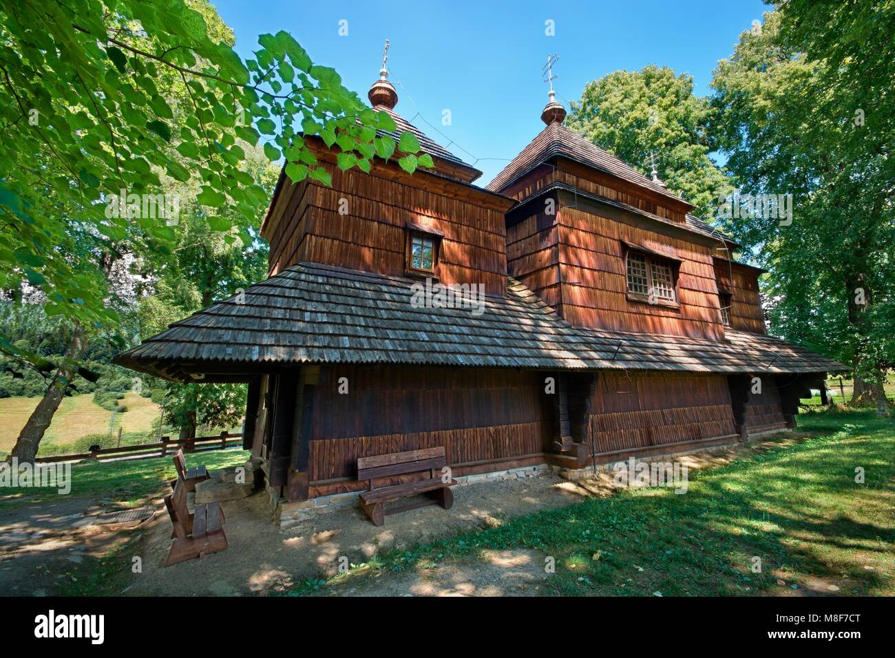 Old wooden Orthodox church in Smolnik, Bieszczady, Poland Stock Photo ...