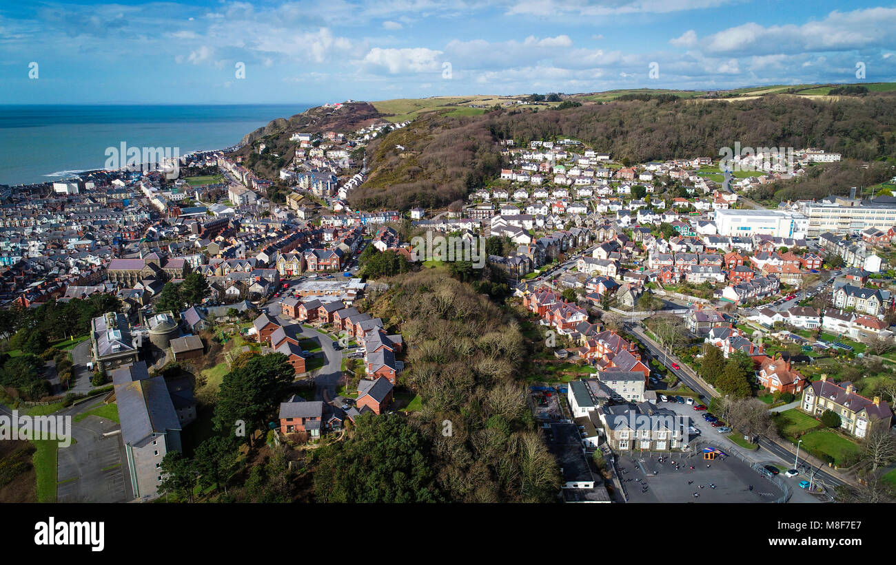 Aerial view of Aberystwyth, Ceredigion Wales UK - (shot by CAA licenced ...