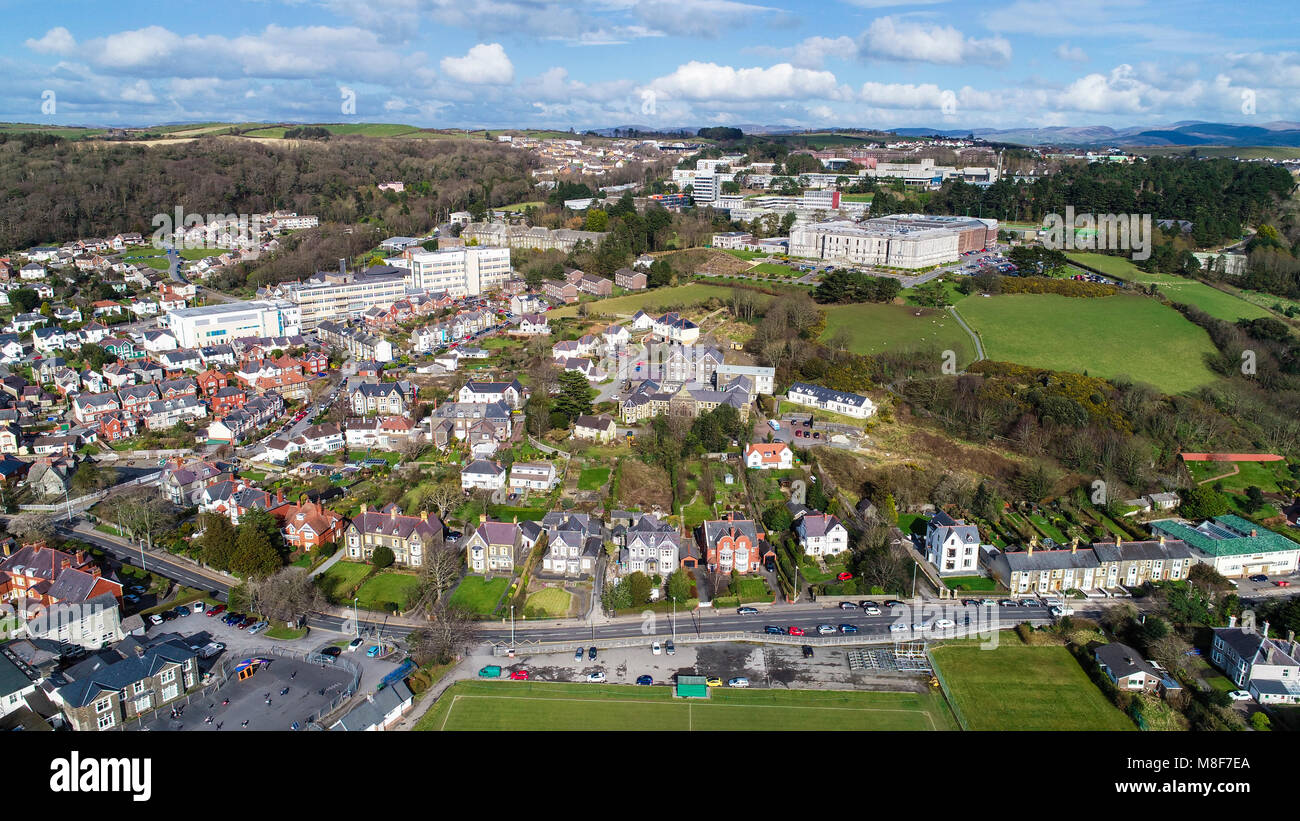 Aerial view of Aberystwyth - including the National Library of Wales ...