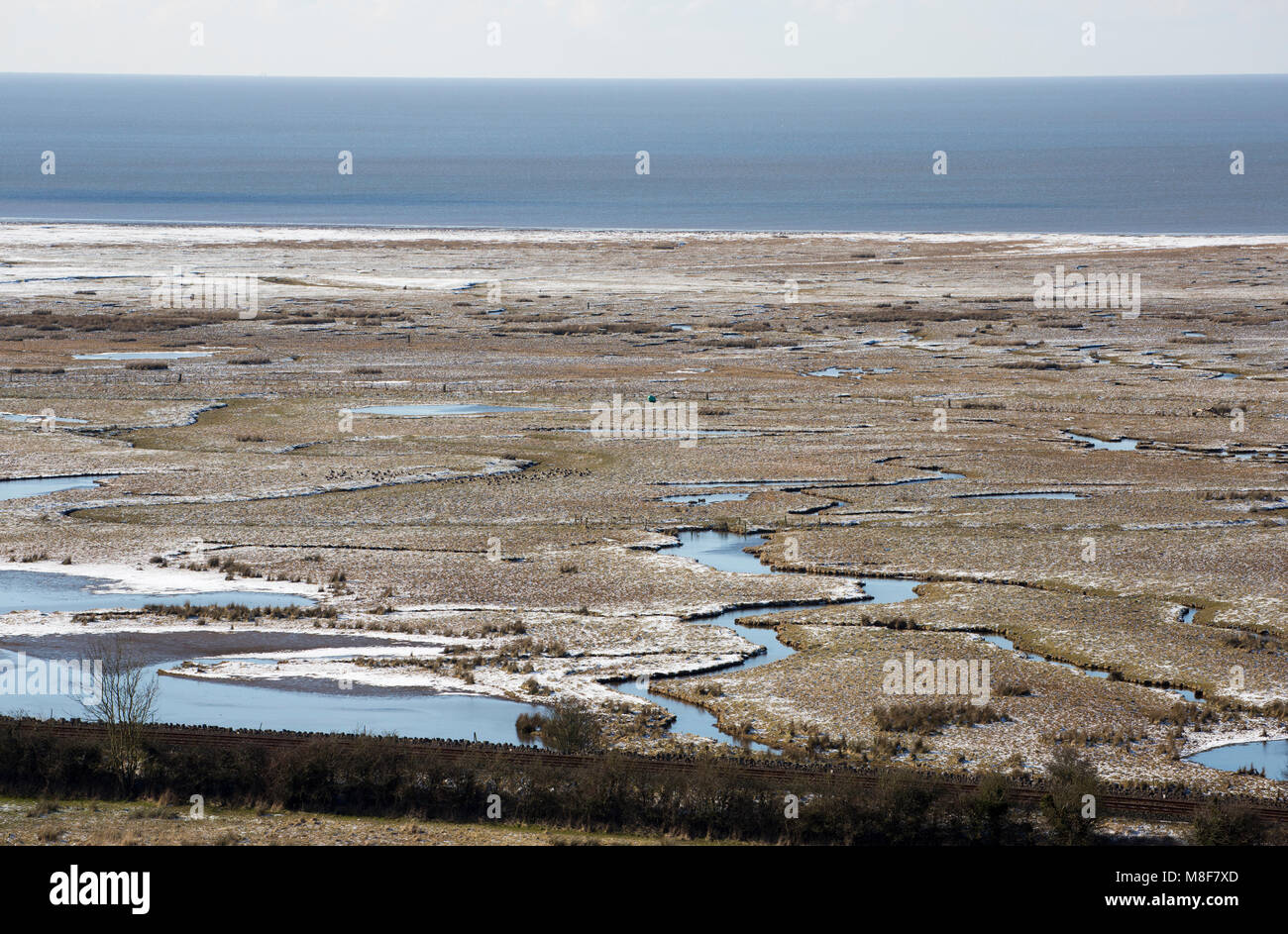 Frozen saltmarshes between Warton and Silverdale that are home to many ...