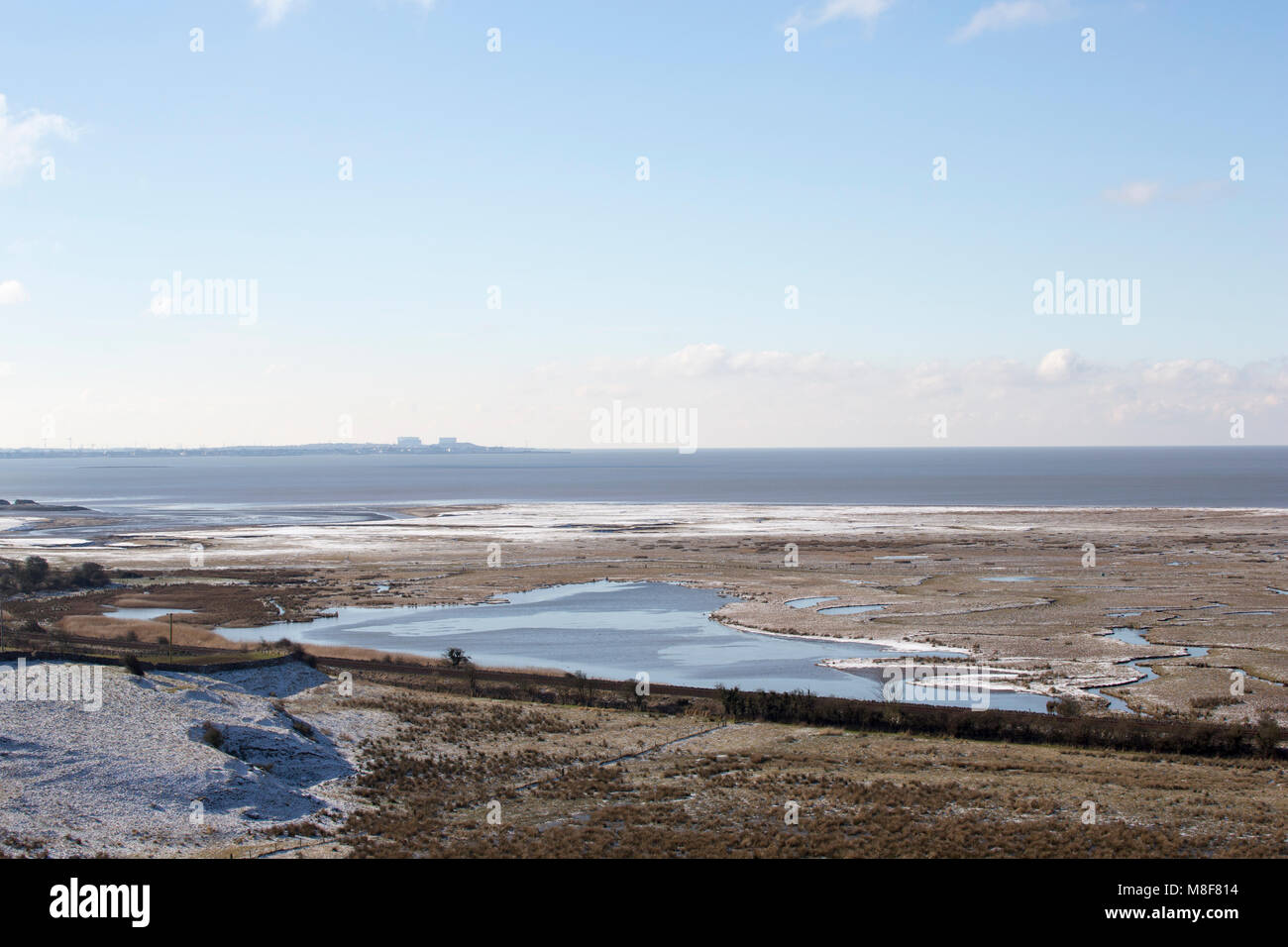 Frozen saltmarshes between Warton and Silverdale that are home to many ...