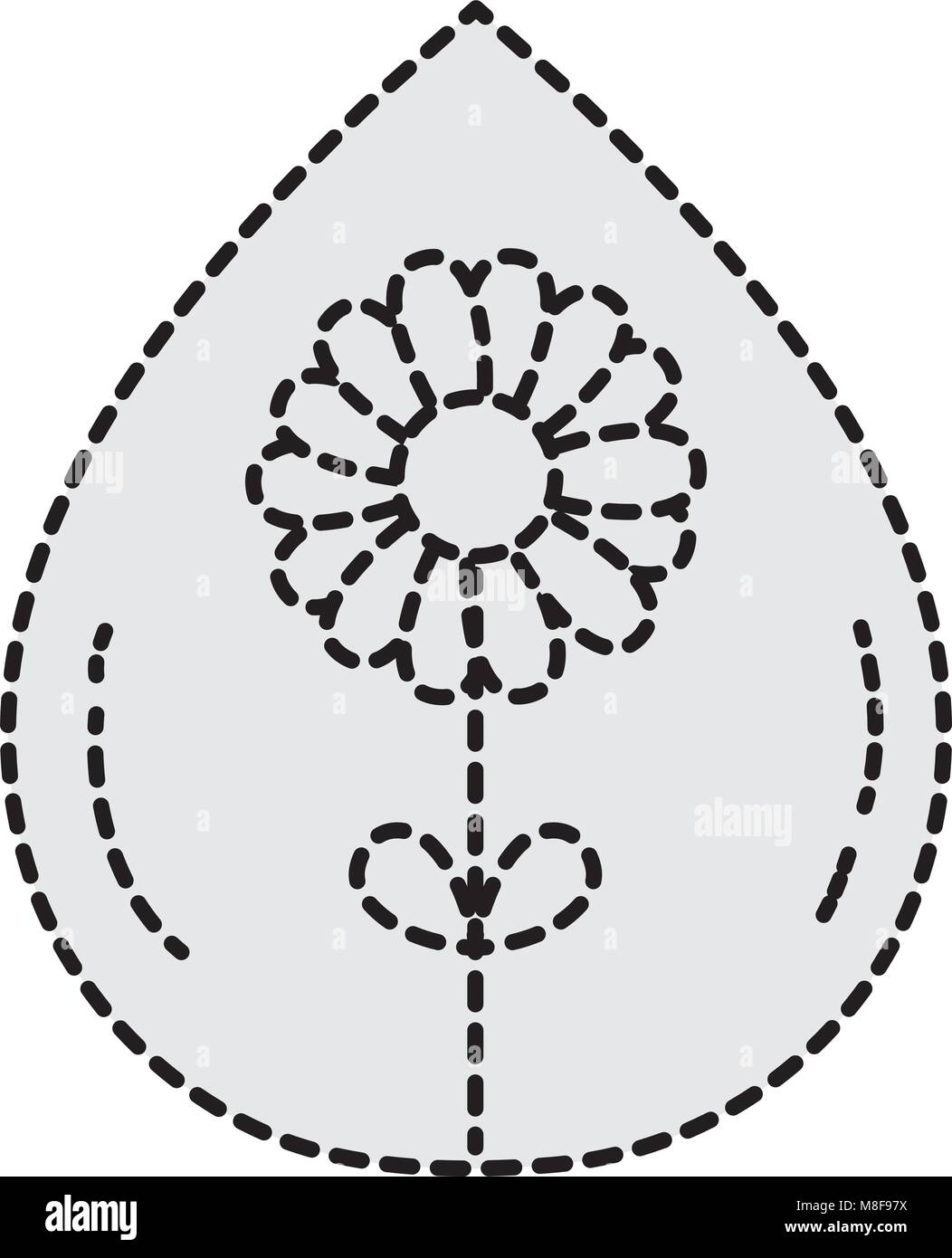 dotted shape beauty flower with leaves inside water drop Stock Vector ...