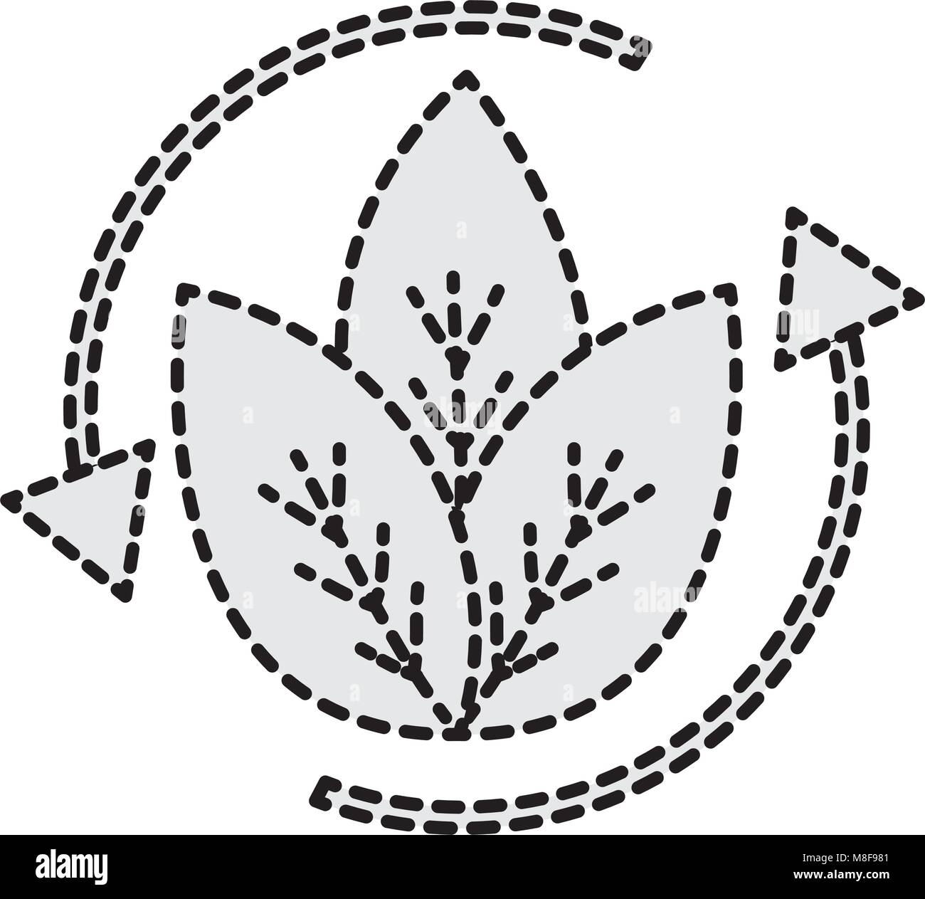 dotted shape nature leaves plant with arrows cycle to conservation ...
