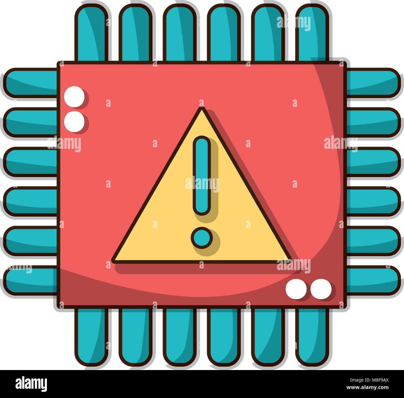 chip circuit with exclametion and attention sign Stock Vector Image ...