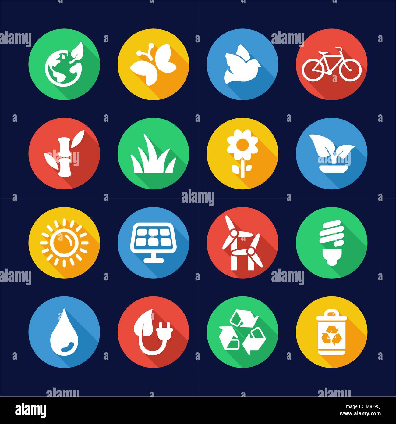 Ecology Icons Flat Design Circle Stock Vector Image & Art - Alamy