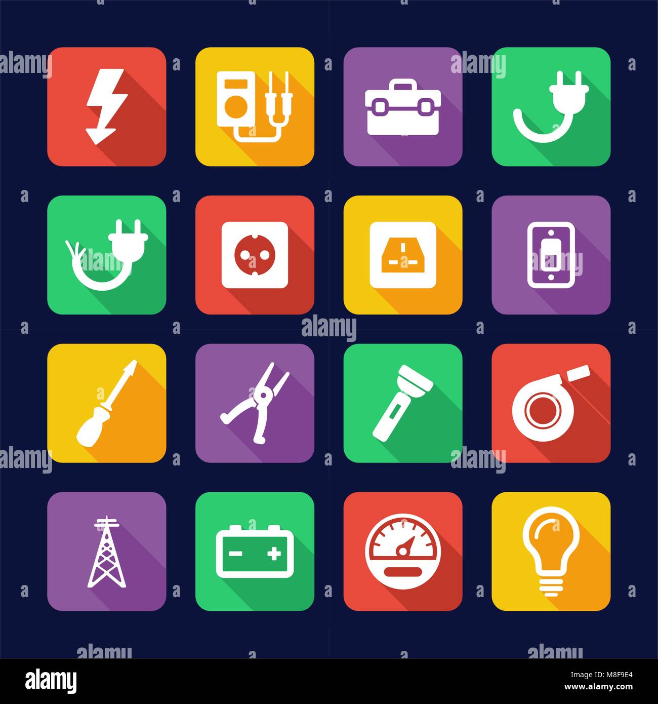 Electrician Icons Flat Design Stock Vector Image & Art - Alamy