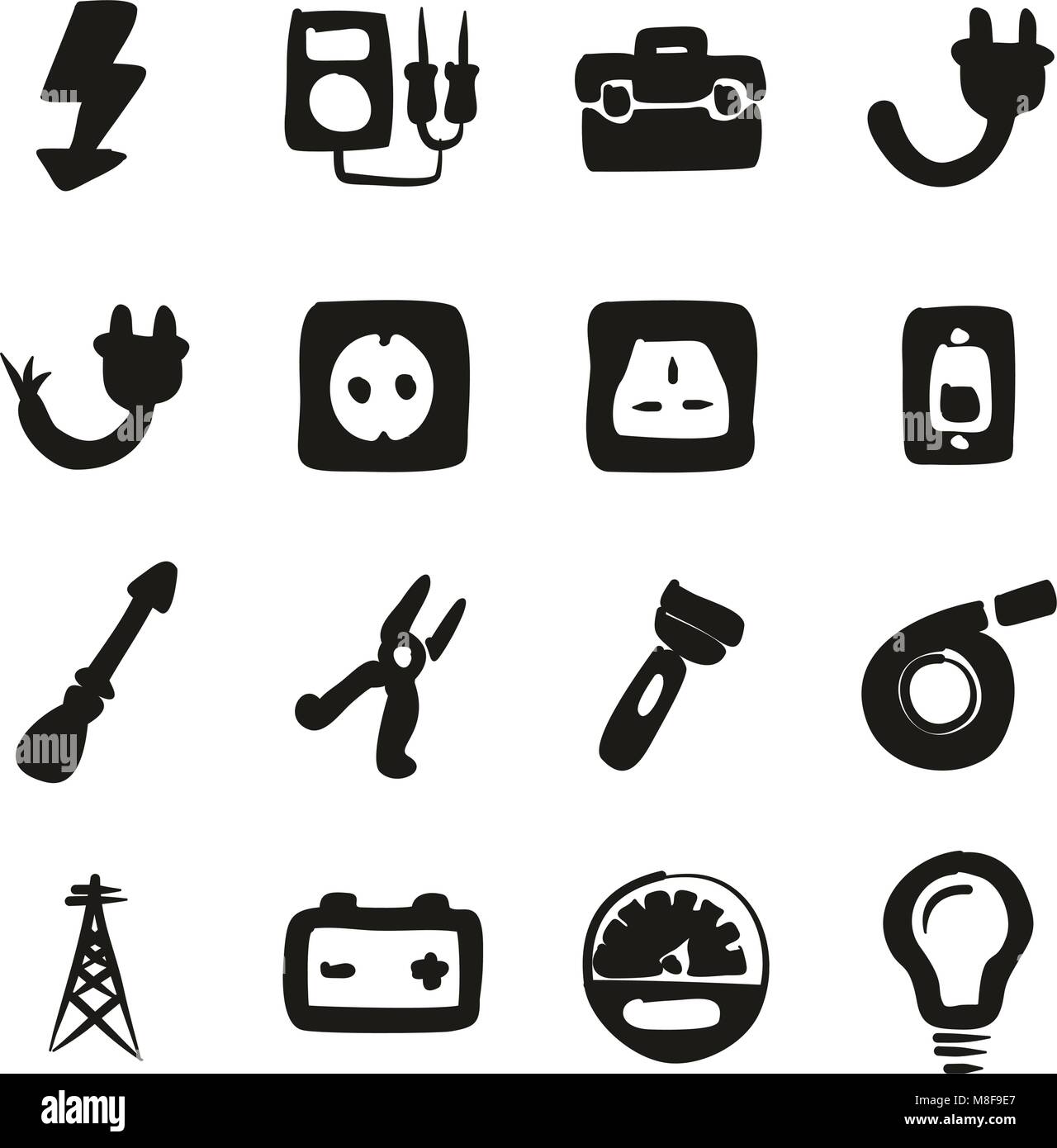 Electrician Icons Freehand Fill Stock Vector Image & Art - Alamy