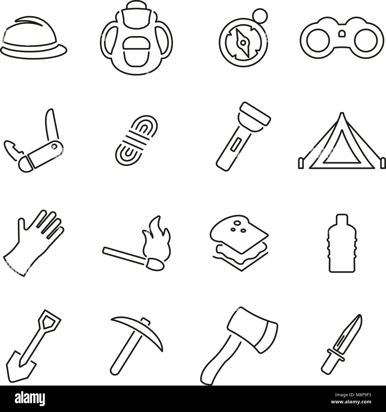 Expedition or Explorer Icons Thin Line Vector Illustration Set Stock ...
