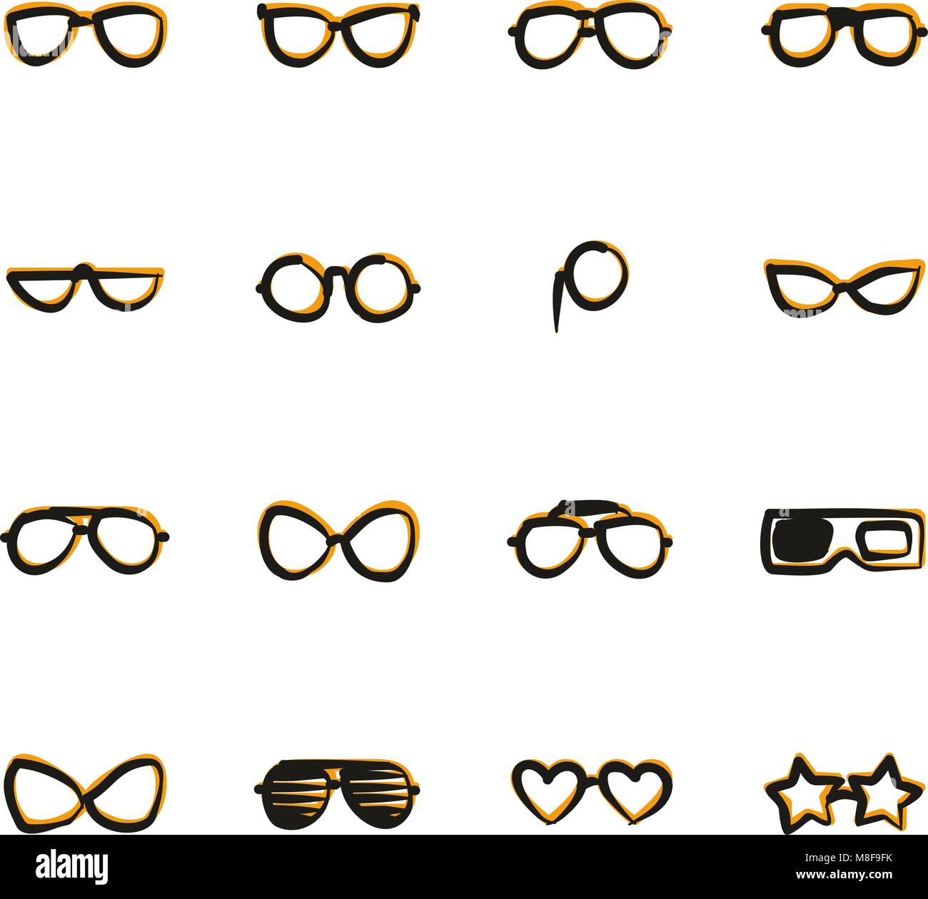 Eyeglasses Icons Freehand 2 Color Stock Vector Image & Art - Alamy