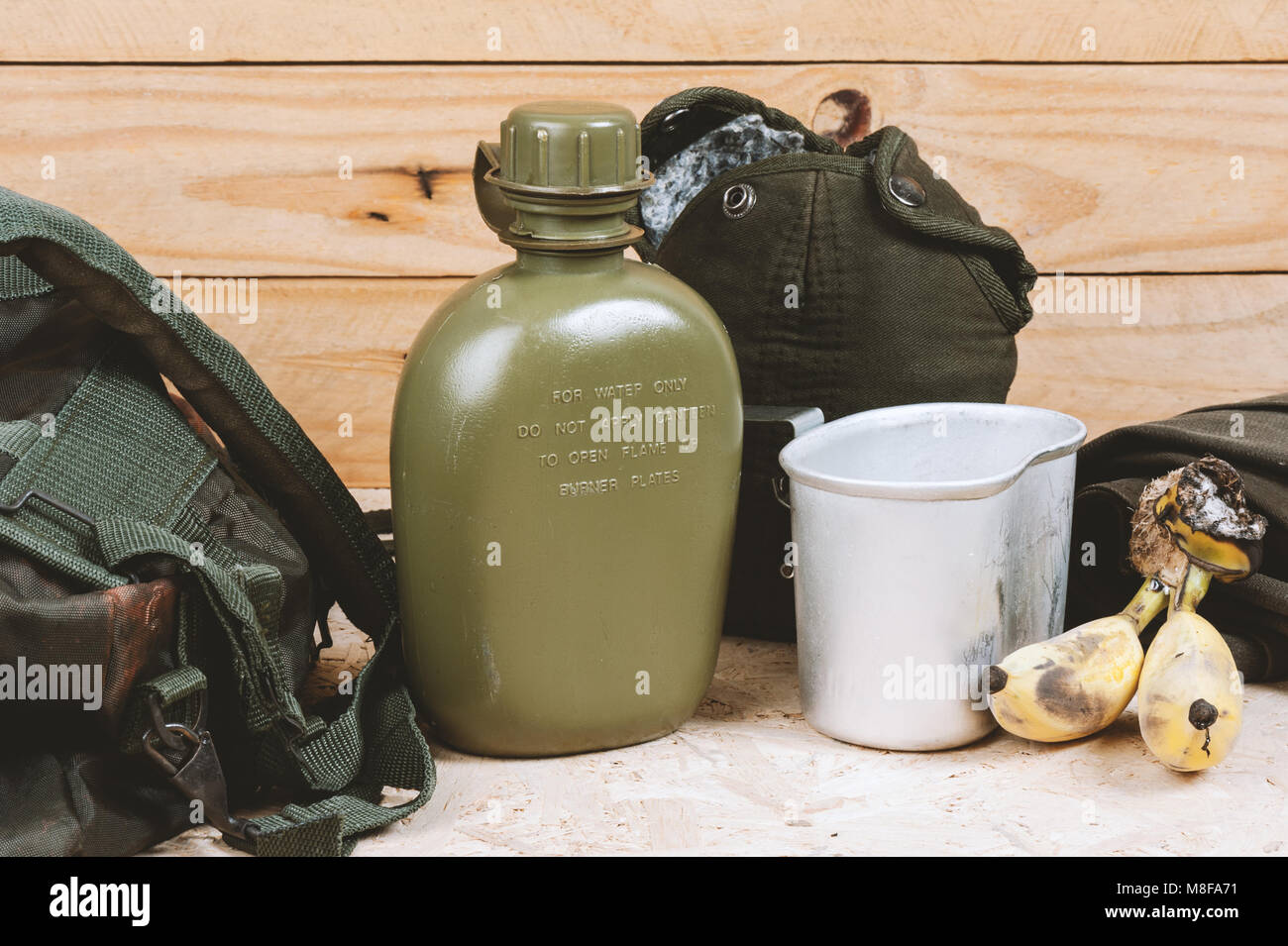 The military water canteen, military water bottle Stock Photo - Alamy