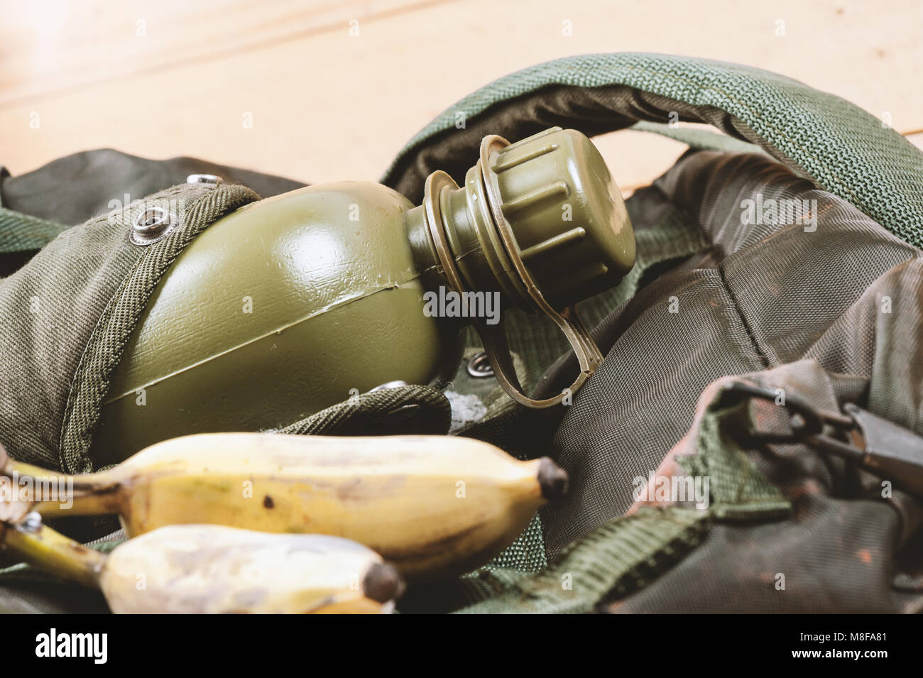 The military water canteen, military water bottle Stock Photo - Alamy