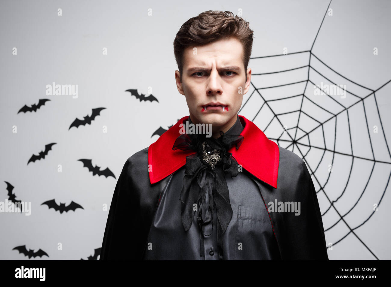 Vampire Halloween Concept - Portrait of Angry caucasian vampire ...