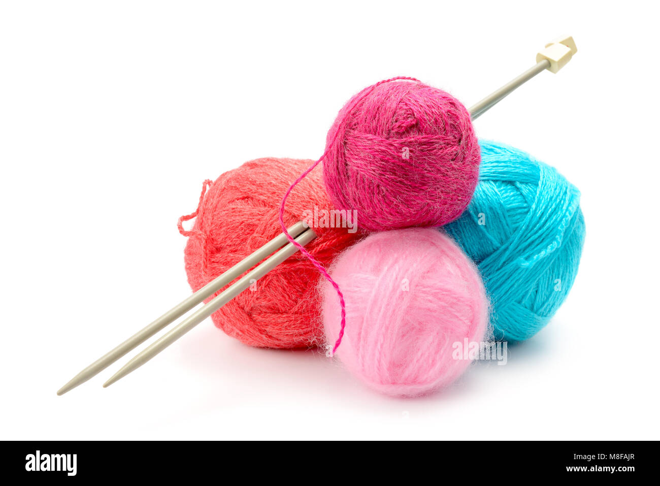 Variety of balls of woolen thread isolated on white background Stock ...
